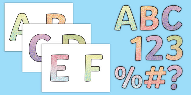 Pastel Glitter Display Lettering DS Template