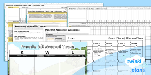 French: All Around Town Year 4 Assessment Pack