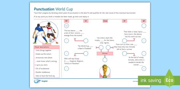 Punctuation World Cup Worksheet