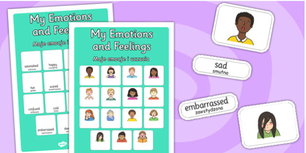 My Emotions and Feelings Vocabulary Matching Mat Polish Translation ...
