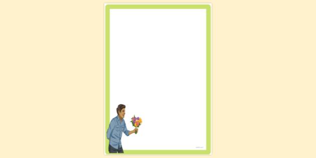 FREE! - Man with flowers Page Border | Page Borders | Twinkl