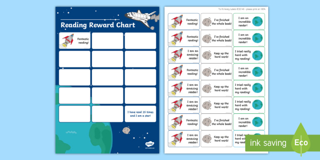 Space-Themed Reading Sticker Reward Charts (teacher made)