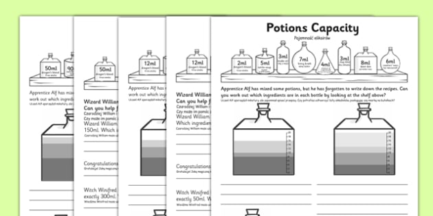 KS1 Potions Capacity Activity Polish Translation