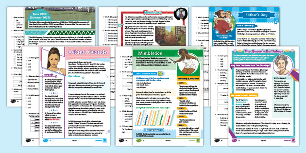 UKS2 June Reading Comprehension Activity Pack (Ages 9-11)