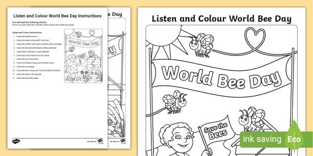 World Bee Day Listen and Colour Activity for Children