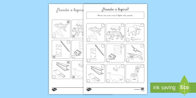Ficha de actividad: ¿Pesado o ligero? (teacher made)