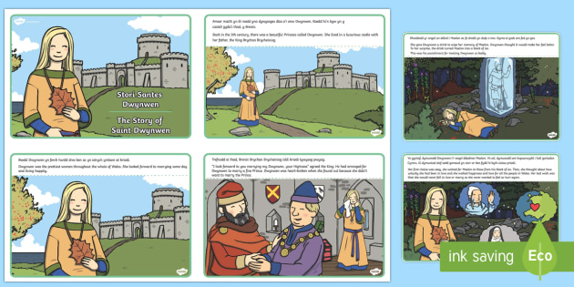 St Dwynwen English/Welsh Story Sequencing Cards