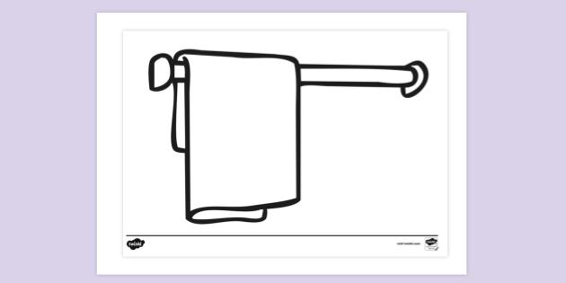 FREE! - Towel Rack Colouring Sheet | Colouring Sheets | Twinkl
