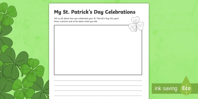 My St Patrick's Day Celebrations Writing Worksheet
