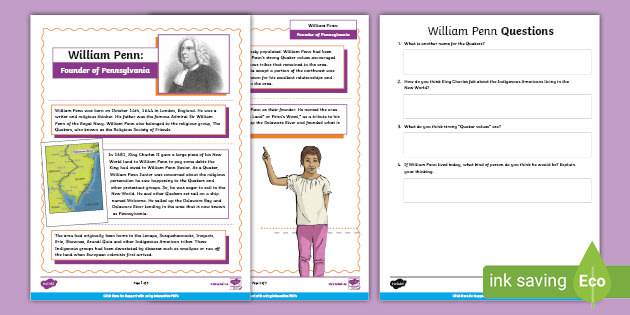 William Penn Reading Passage Comprehension - Grades 4-6