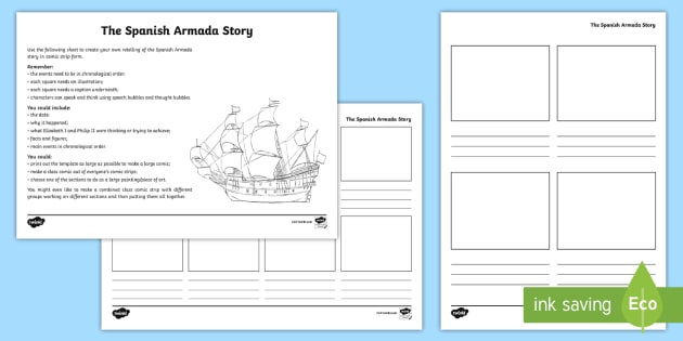 KS2 The Spanish Armada Comic Strip Worksheet Worksheet