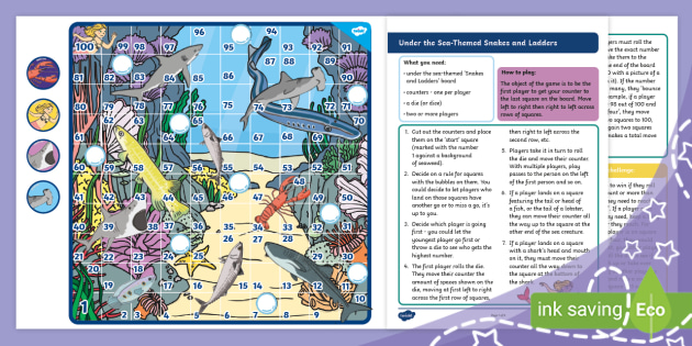 Under the Sea Themed Snakes and Ladders Game (teacher made)