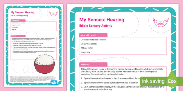 My Senses Hearing Edible Sensory Recipe (teacher made)