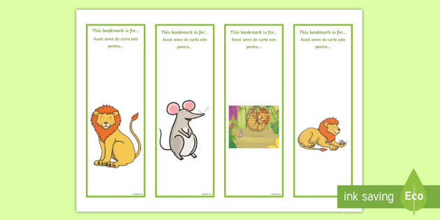 The Lion and the Mouse Editable Bookmarks English/Romanian - The Lion ...