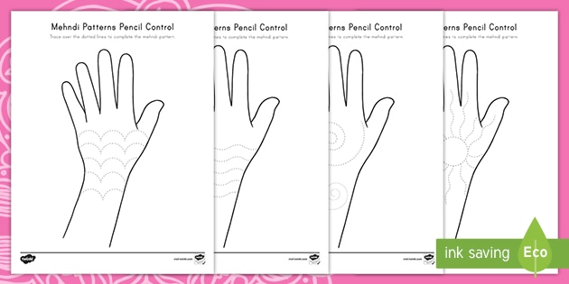 Mehndi Patterns Pencil Control Activities