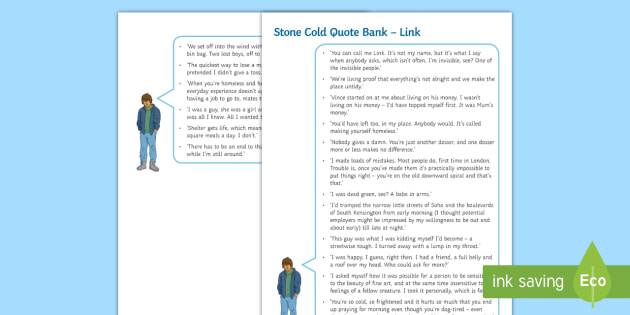 Link Quote Bank Worksheet / Worksheet to Support Teaching on 'Stone ...