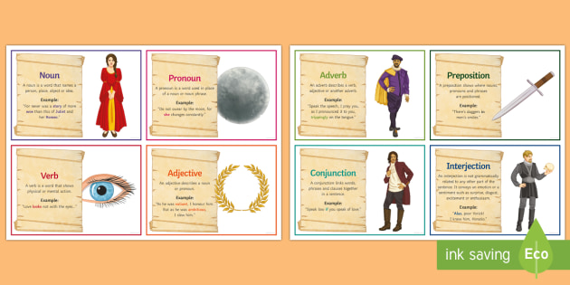Shakespeare Themed Word Class Flashcards