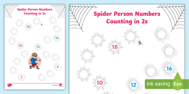 👉 Spider Person Numbers Counting in 2s (teacher made)
