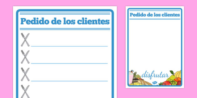 Bestellungen Restaurant Role Play Notepad Spanish