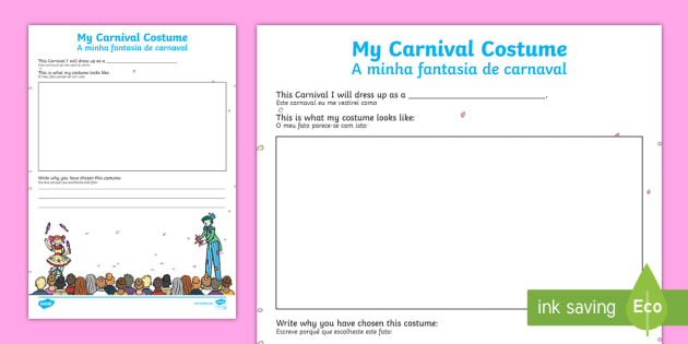 My Carnival Costume Worksheet English/Portuguese