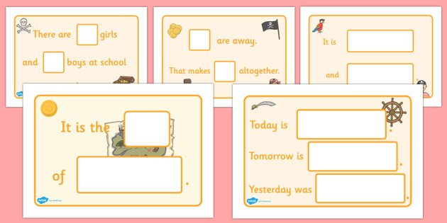 Pirate Themed Days of the Week Classroom Display Calendar