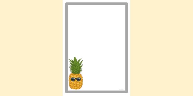 FREE! - Simple Blank Pineapple with Sunglasses | Twinkl Page Borders