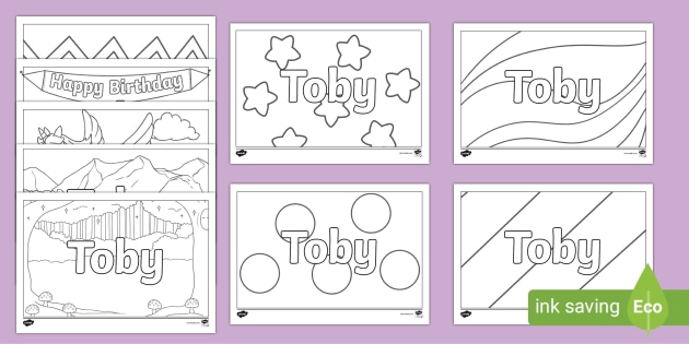 FREE! - Toby Name Simple Colouring Activity Sheets