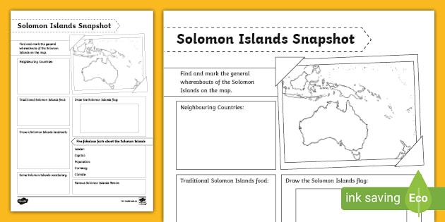 Solomon Islands Snapshot Worksheet - Stage 2 Geography