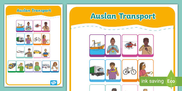 Auslan Transport Word Mat with Pictures (Teacher-Made)