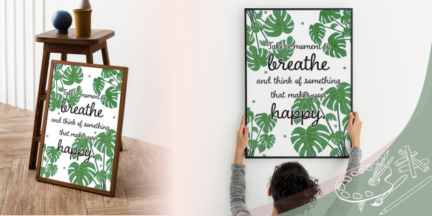 Take a Moment to Breathe Botanical Inspirational Poster
