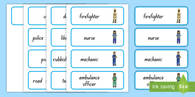 Heroes in Our Community Word Cards (teacher made)