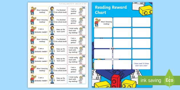 KS1 Building Bricks Themed Reading Sticker Reward Charts