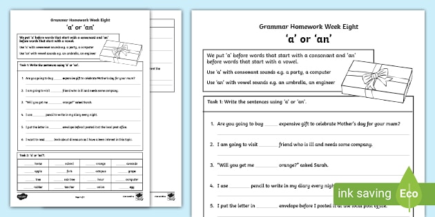 Grammar Homework Week Eight