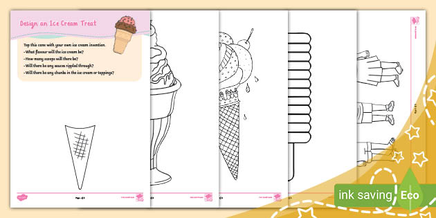 Ice Cream and Ice Lolly Design, Colour and Doodle Pack (Ages 5 - 7)