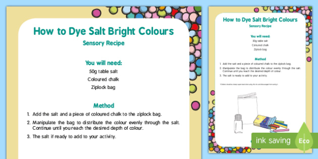 How to Dye Salt Bright Colours Recipe (teacher made)