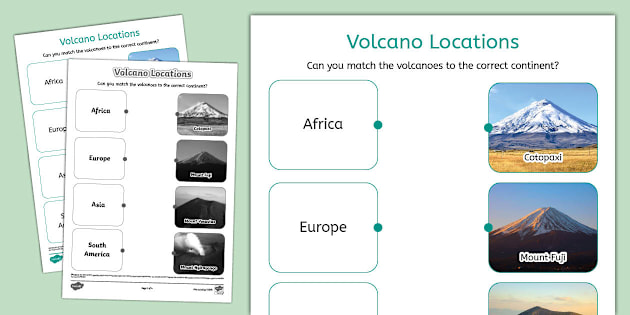 Volcano Match Worksheet