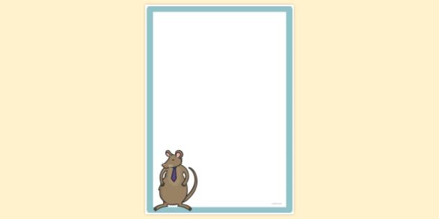 FREE! - Simple Blank Gentleman Mouse Page Border | Twinkl