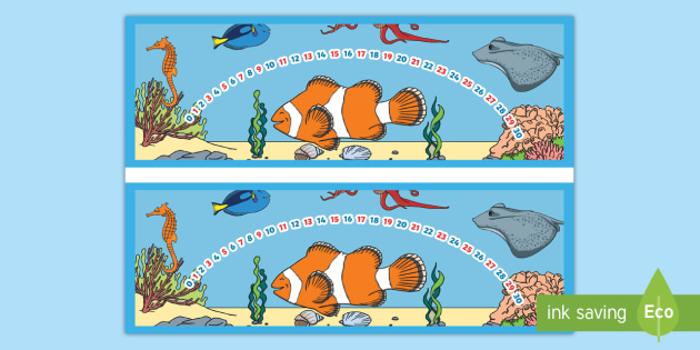 Under the Sea Themed Odds and Evens Curved 0-30 Number Line