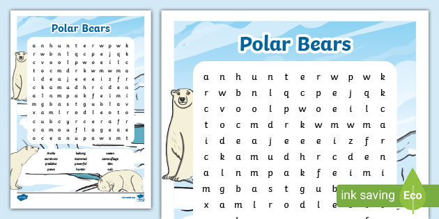 International Polar Bear Day Word Search