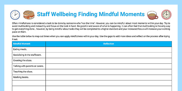 Staff Wellbeing Finding Mindful Moments (teacher made)