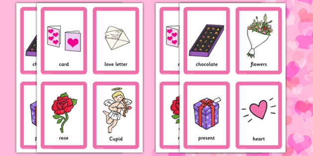 Valentine's Day Pairs Matching Game - ESL Valentine's Day Vocabulary