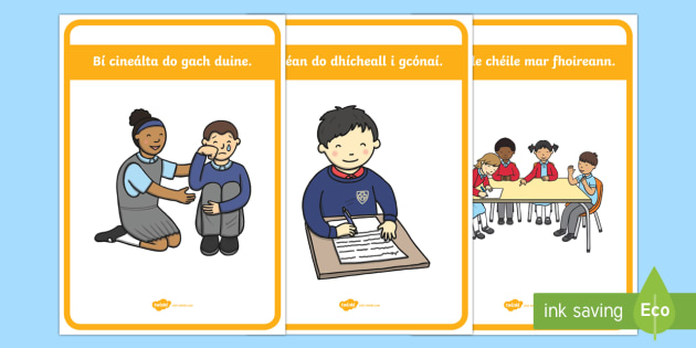 Basic Classroom Rules Display Posters in Gaeilge