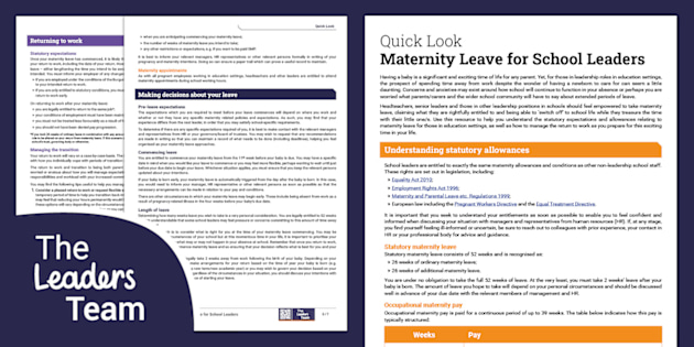 Maternity Leave Guides | twinkl.ca