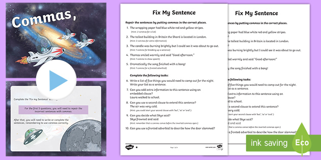 Using Commas Differentiated Lesson Pack (teacher made)