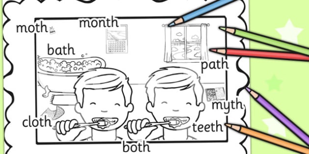 Final Voiceless 'th' Sound Production Colouring Sheet - final th