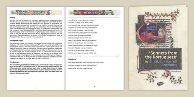 GCSE Poetry 'Sonnets from the Portuguese' Study Booklet