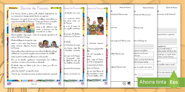 Comprensión lectora por niveles: Diario de Pascua