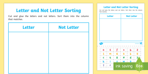 Letter and Not Letter Sorting Worksheet / Worksheet