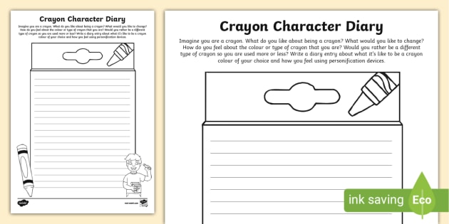 Crayon Character Diary Writing Template (teacher made)