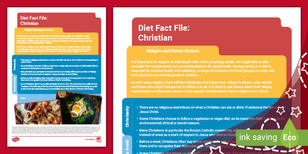 Diet Fact File: Christian (teacher made)